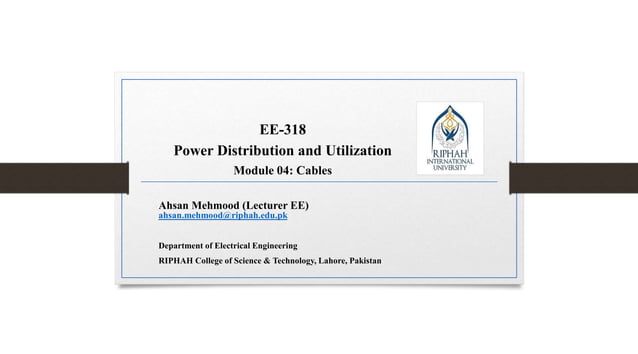 Module 04 - Cables.pptx | Gas and Electric | Home Utilities