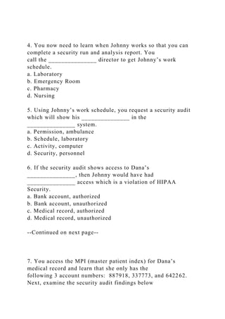 Module 04 Assignment - HIPAA Scenario Security Assignment .docx