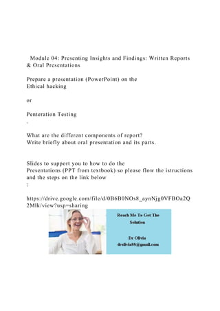 Module 04 Presenting Insights and Findings Written Reports.docx