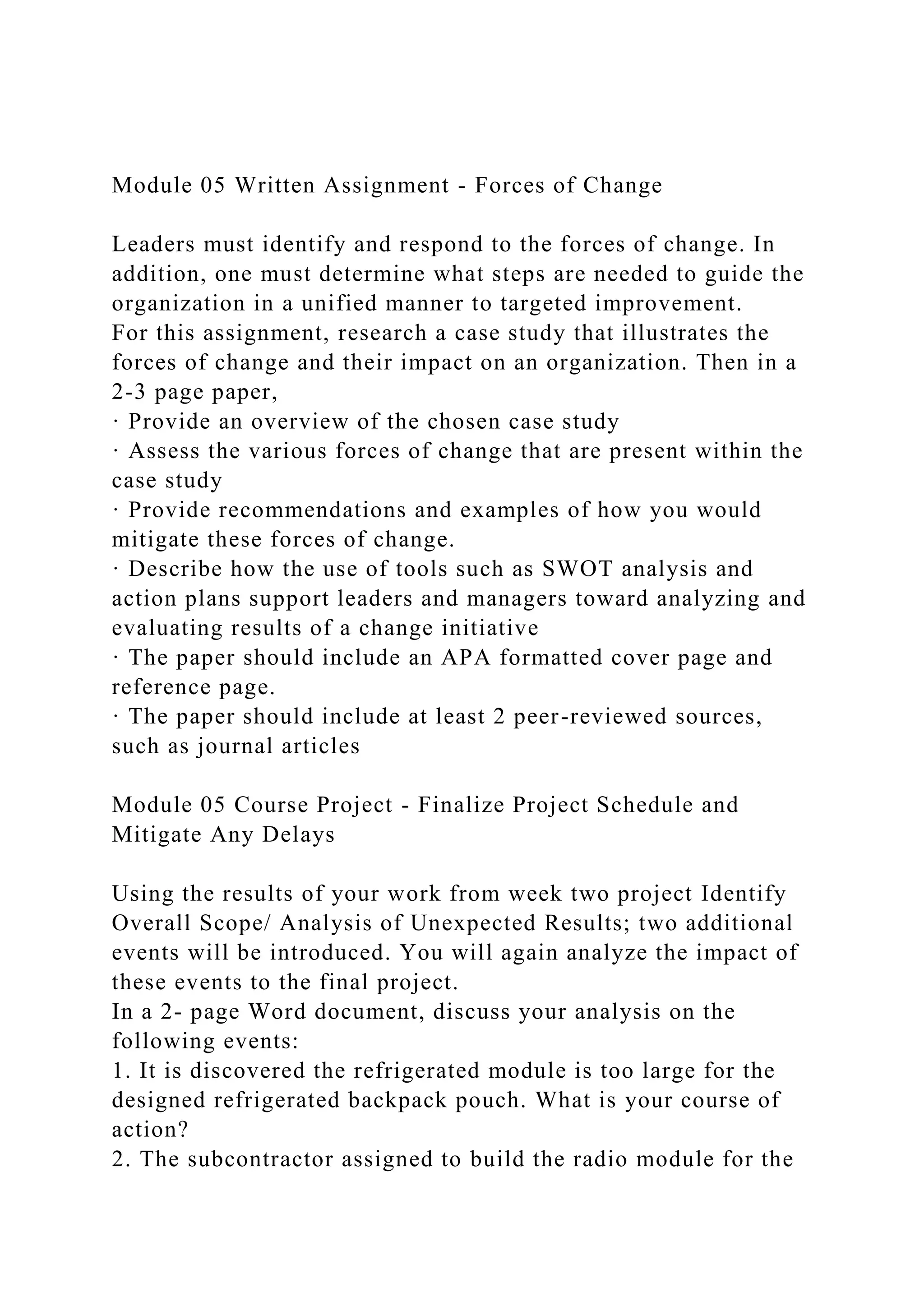 Module 05 Written Assignment - Forces of ChangeLeaders must id.docx