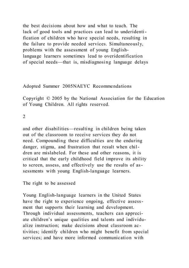 Module 05 Written Assignment – Assessing Young English Langu | DOCX