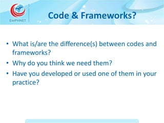 EMPHNET-PHE COurse: Module08 ethical codes and frameworks | PPT