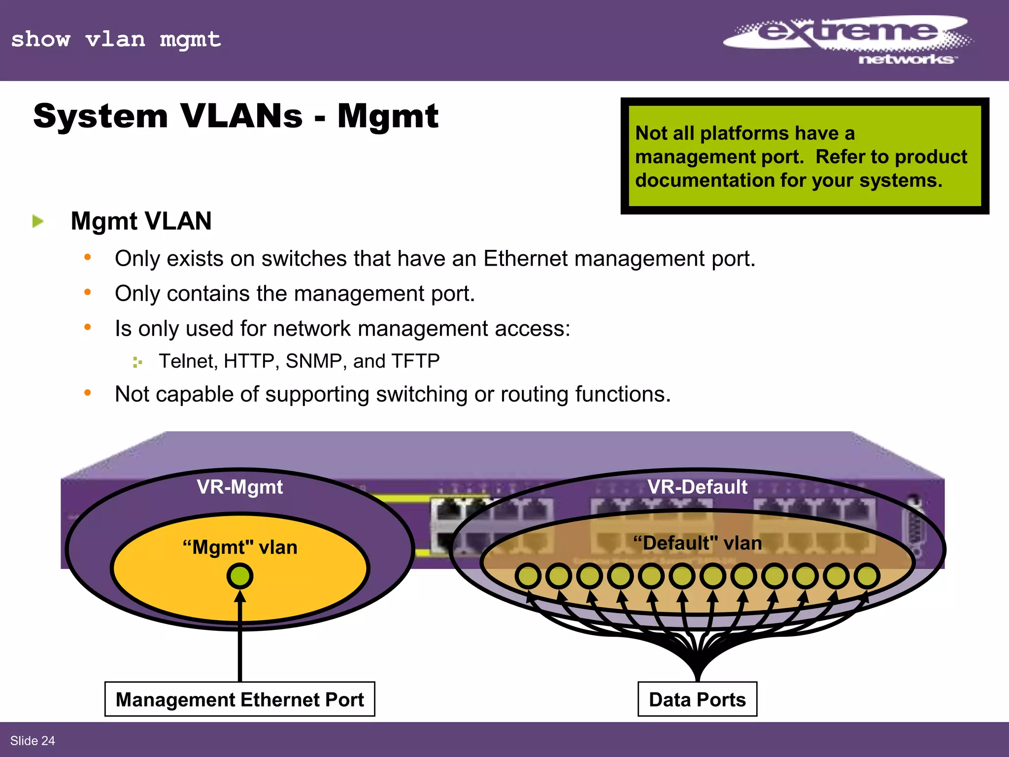 VLAN Network for Extreme Networks | PPT