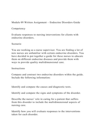 Module 09 Written Assignment – Endocrine Disorders GuideComp.docx