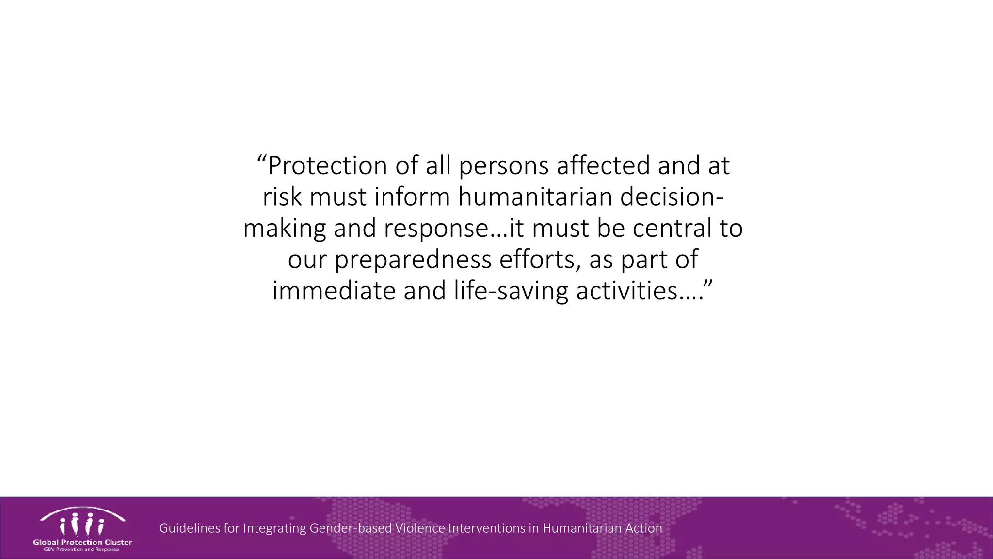 Guidelines For Integrating Gender Based Violence In Interventions In