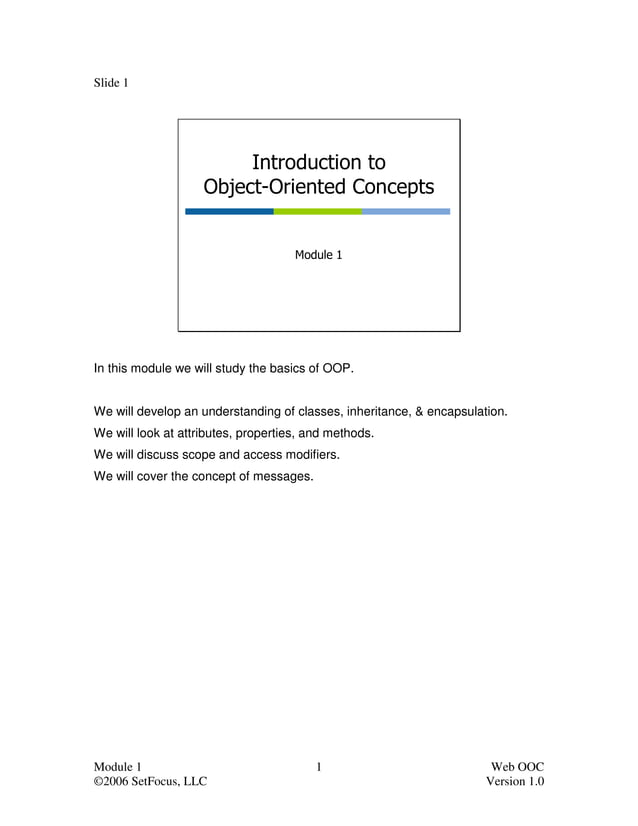 Introduction To Object Oriented Concepts Pdf Programming Languages Computing 5967