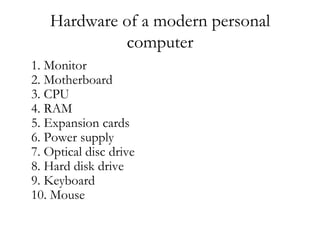 Computer Visible Parts | PPT