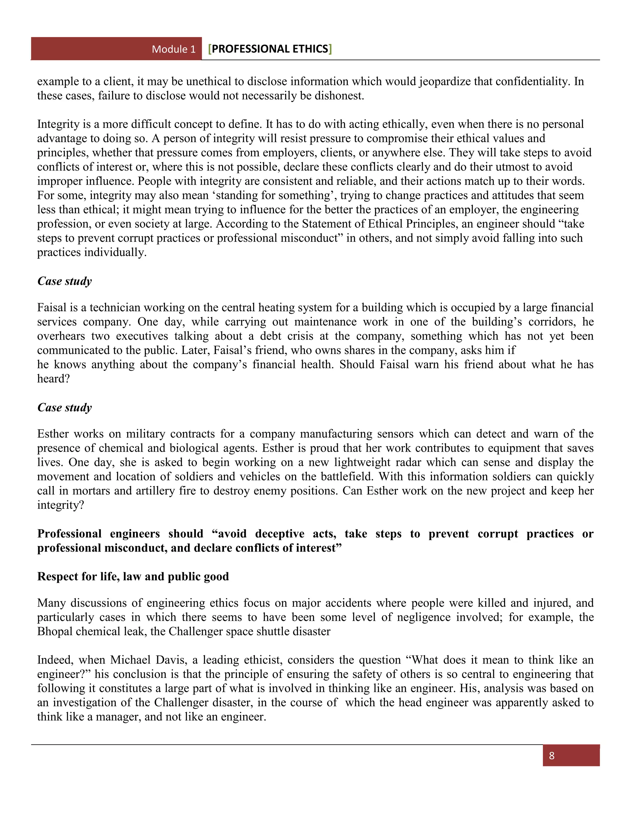 Professional Ethics Module 1 Notes | DOCX