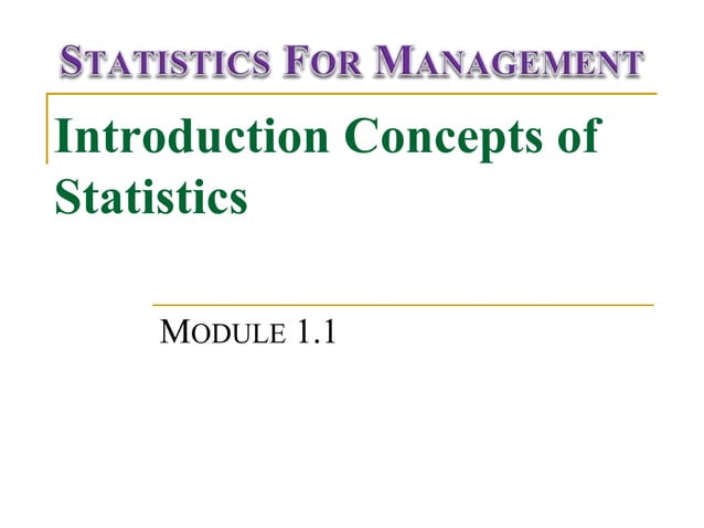 Introduction concepts of Statistics | PPT