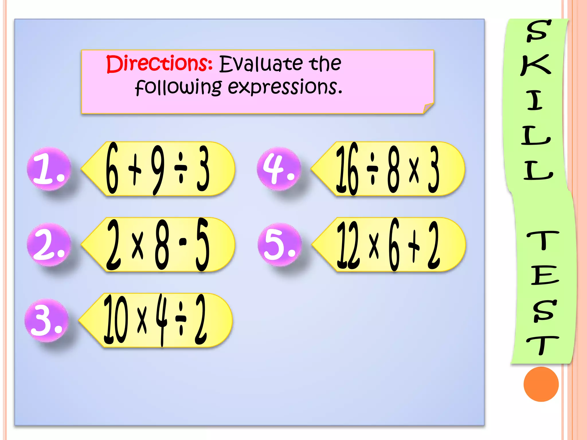 Expressions with two different operations without exponents and ...
