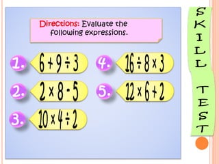 Expressions with two different operations without exponents and ...