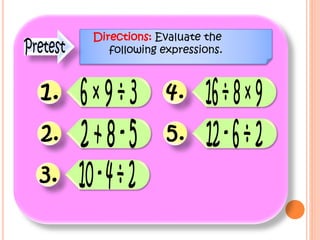 Expressions with two different operations without exponents and ...