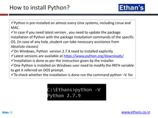 Python Training in Pune - Ethans Tech Pune | PPTX