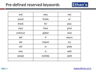 Python Training in Pune - Ethans Tech Pune | PPTX