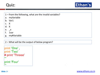 Python Training in Pune - Ethans Tech Pune | PPTX