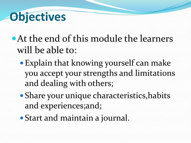 Module 1: Personal Development | PPTX | Educational Assessment | Education