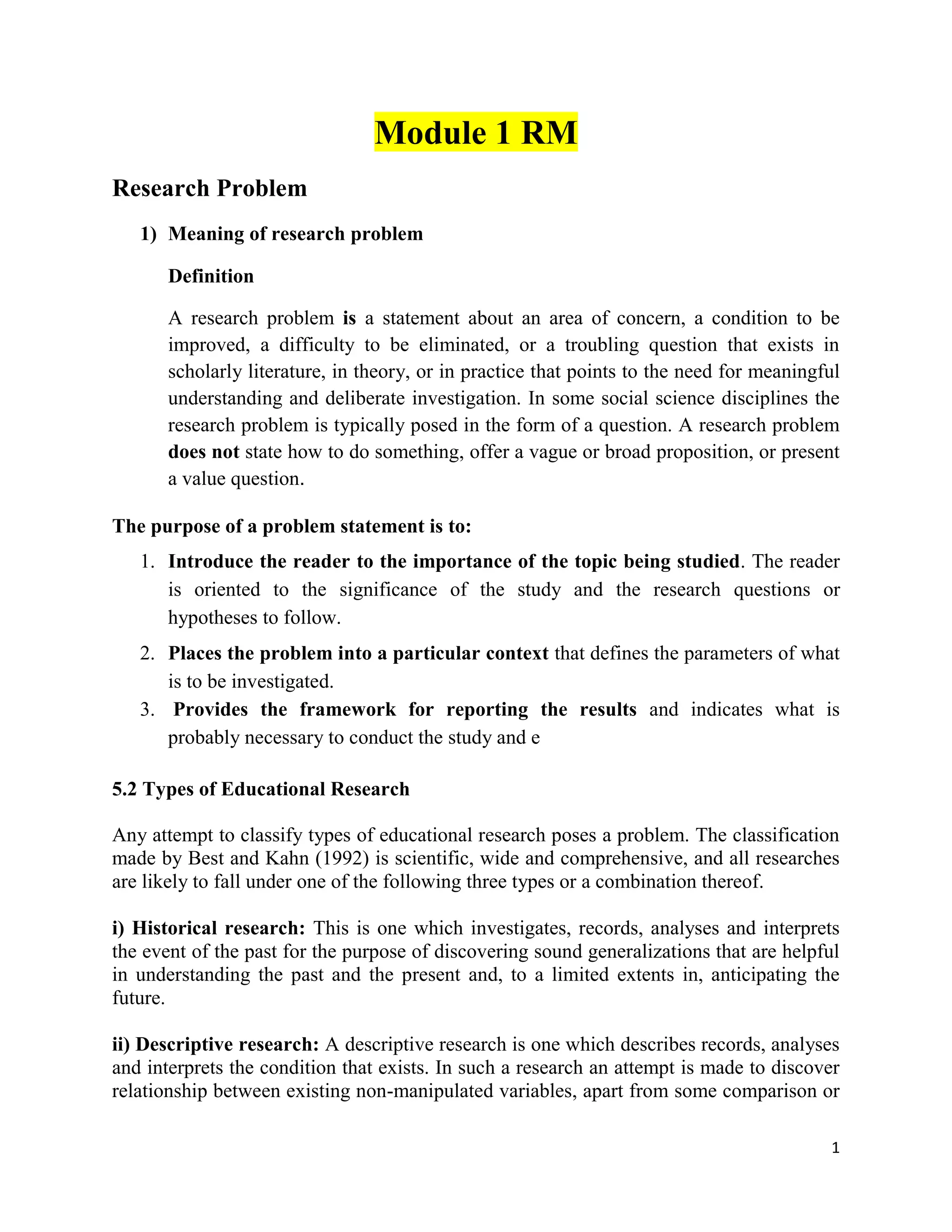 Research Methodology Module-01 | PDF | Postgraduate Education | College ...