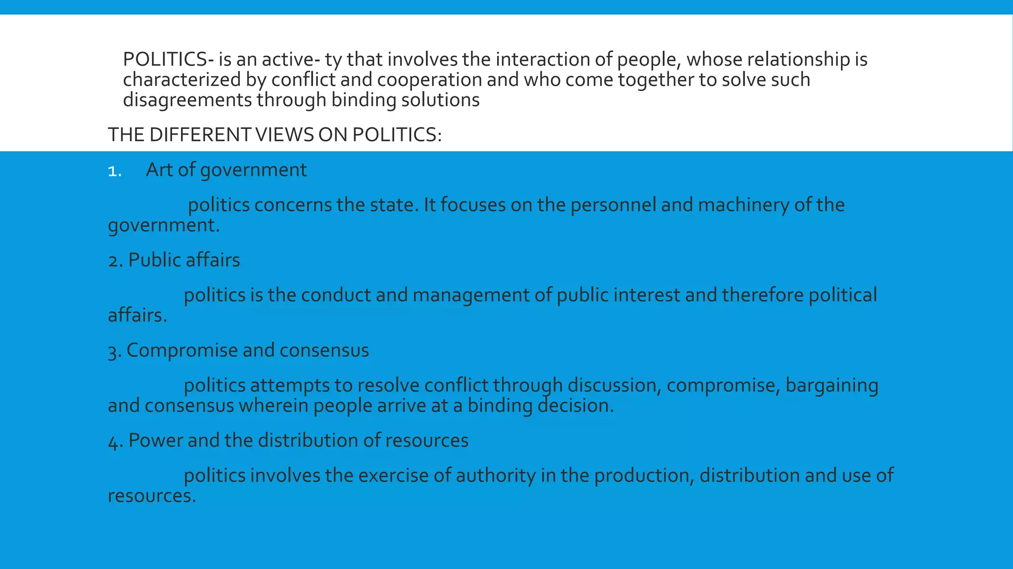 Module 1: THE CONCEPTS OF POLITICS AND GOVERNANCE | PPTX