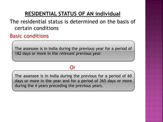 RESIDENTIAL STATUS AND INCOME TAX | PPTX