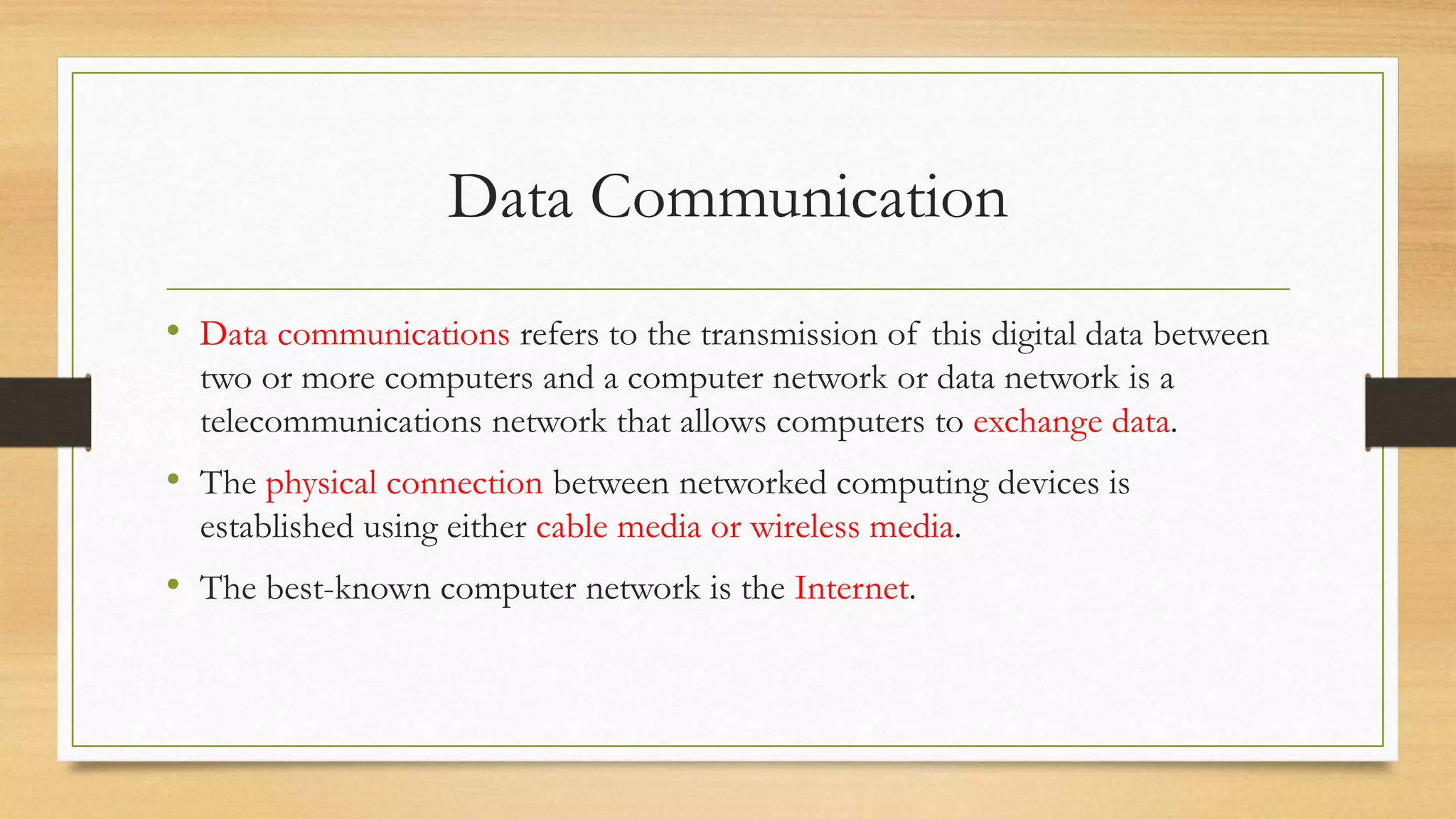 Data Communication and Optical Network | PPT