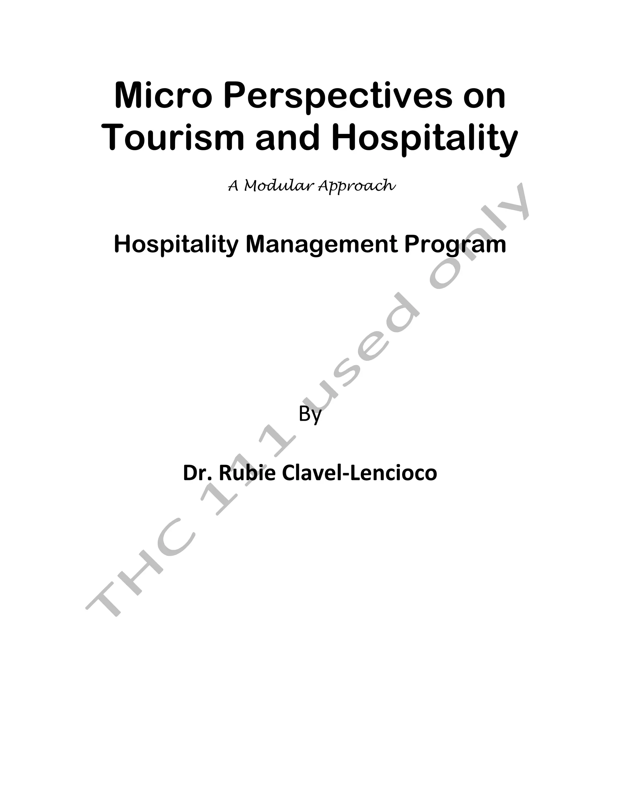 Micro Perspective on Tourism and Hospitality Industry | PDF