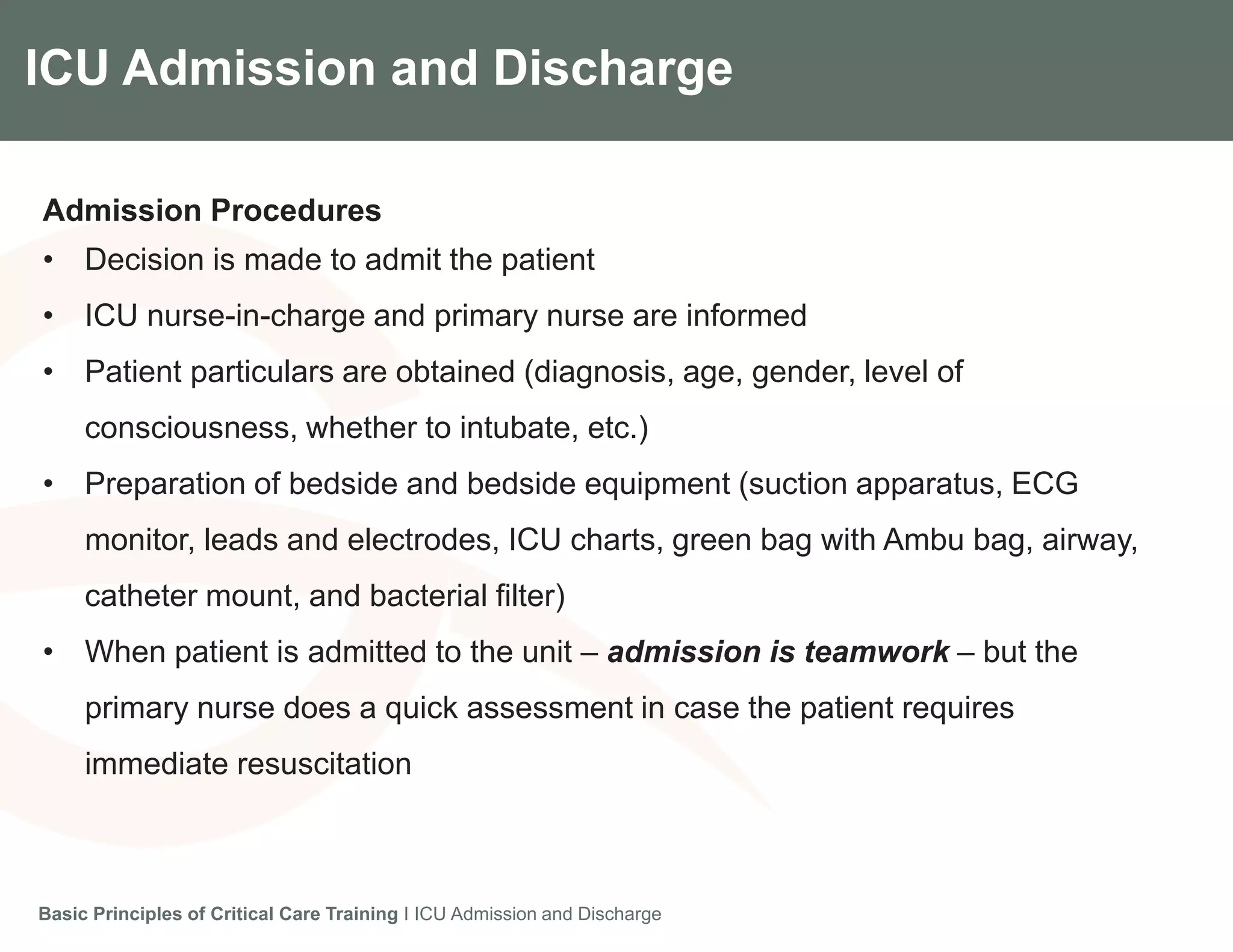 Module 1.3 ICU Admission & Discharge | PPTX