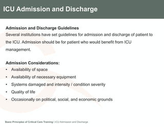 Module 1.3 ICU Admission & Discharge | PPTX
