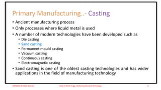 Module 1 20MEE25: Primary Manufacturing Mechanical Engineering | PDF