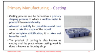 Module 1 20MEE25: Primary Manufacturing Mechanical Engineering | PDF