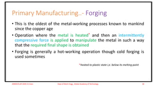 Module 1 20MEE25: Primary Manufacturing Mechanical Engineering | PDF