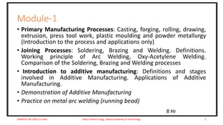 Module 1 20MEE25: Primary Manufacturing Mechanical Engineering | PDF