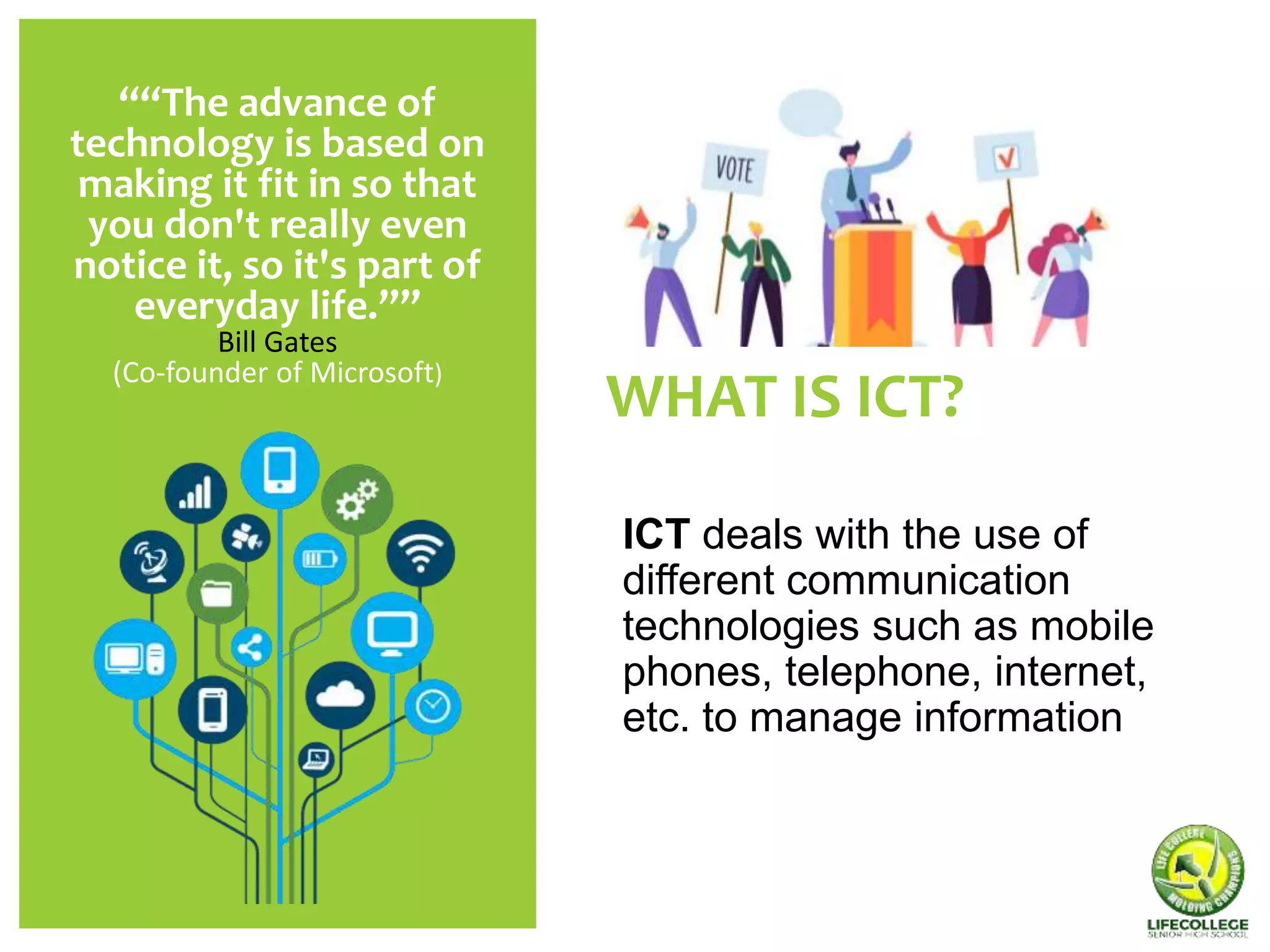 MODULE 1: INTRODUCTION TO INFORMATION AND COMMUNICATION TECHNOLOGY | PPTX