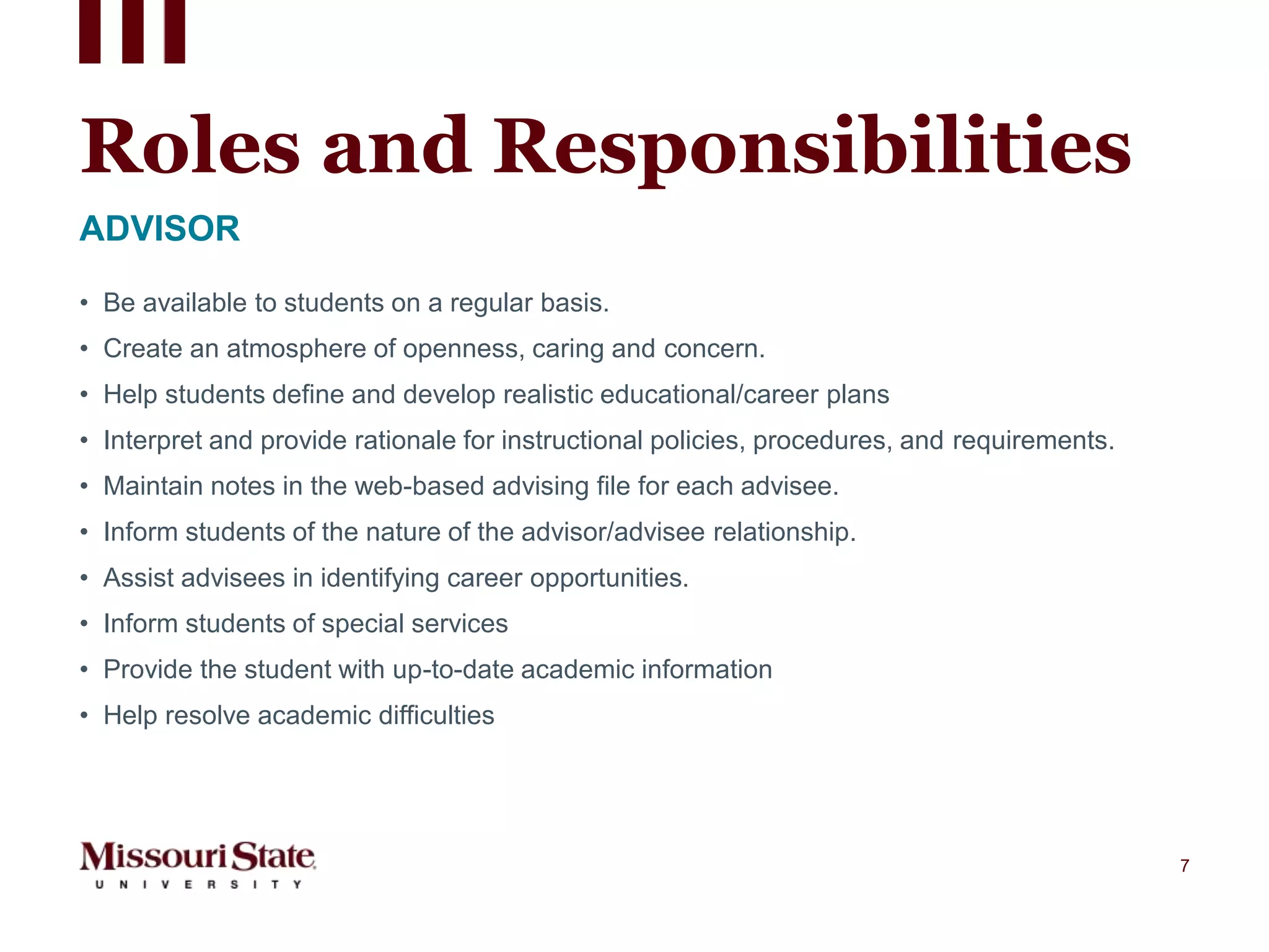 Advising Mission & Roles | PPTX