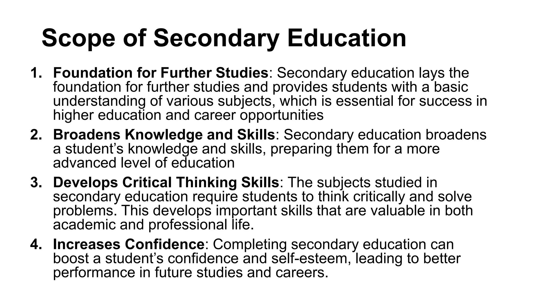 Nature, scope and functions of secondary and senior secondary education ...
