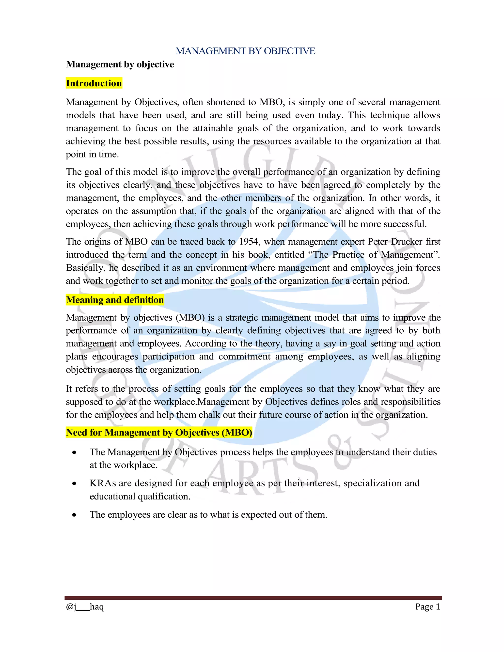 Management By Objectives (MBO) – Management By Exception (MBE) | PDF