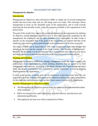 Management By Objectives (MBO) – Management By Exception (MBE) | PDF