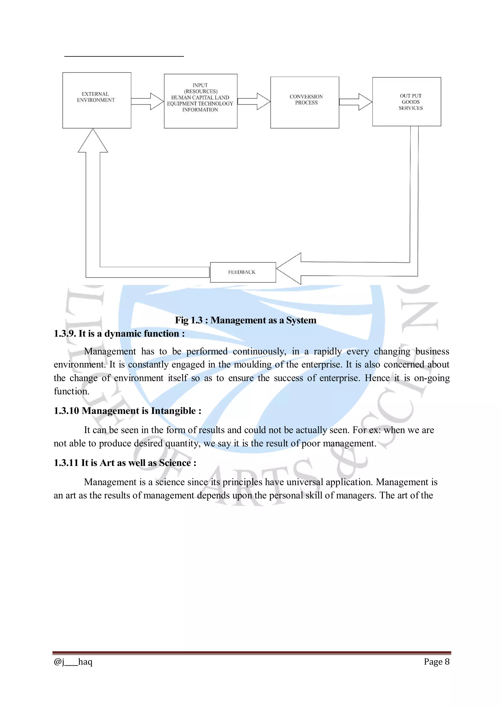 Management - Meaning and Definition – Nature and Scope - Importance –Functions of Management ...