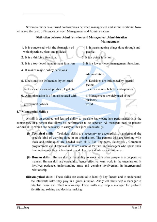 Management - Meaning and Definition – Nature and Scope - Importance –Functions of Management ...