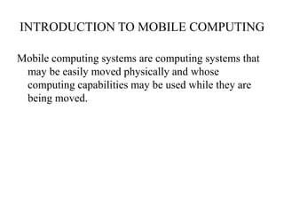 MOBILE COMPUTING MODULE 1 CALICUT UNIVERSITY | PPTX