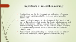 introduction to research its importance in nursing roll of nurse in ...