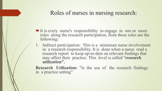 introduction to research its importance in nursing roll of nurse in ...