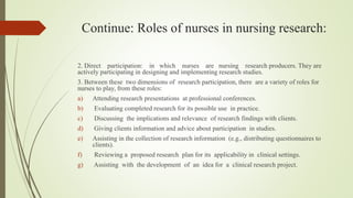 introduction to research its importance in nursing roll of nurse in ...