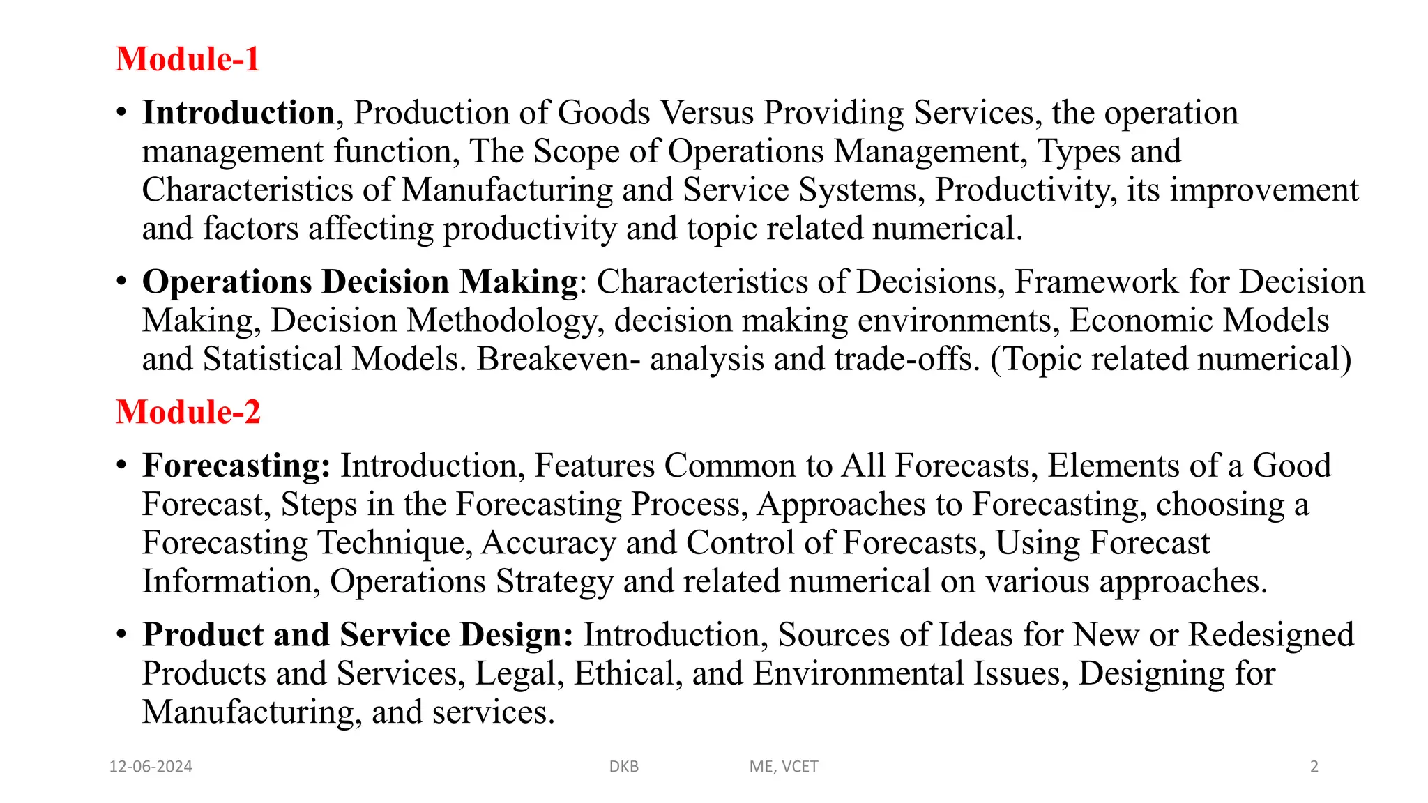 Introduction to Operation Management, scope, types and characteristics ...