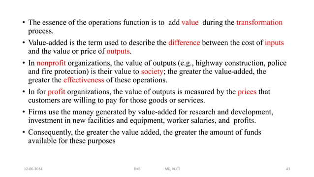 Introduction to Operation Management, scope, types and characteristics ...