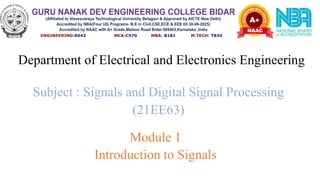 Digital Signal Processing Module 1 Introduction to signals | PPT