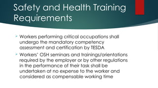 Mandatory 8hours OSH training company Safety | PPTX