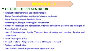 Engineering mechanics_statics of particles, Rigid Body and Friction.pptx
