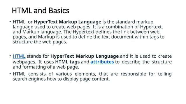 Introduction to Web Techniques_Key componenets_HTML Basics | PPT