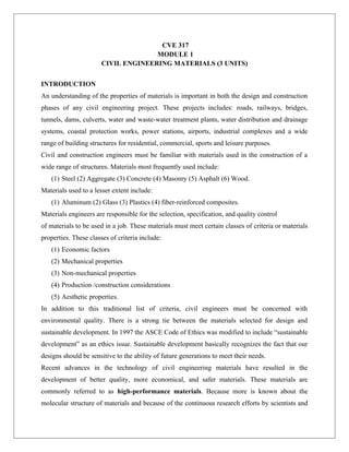 Civil Engineering Materials - Material properties and concrete ...