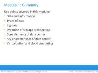 INFORMATION STORAGE MANAGEMENT.pptx UNDER THE TOPIC DISRIBUTED STORAGE TECHNOLOGIES | PPTX
